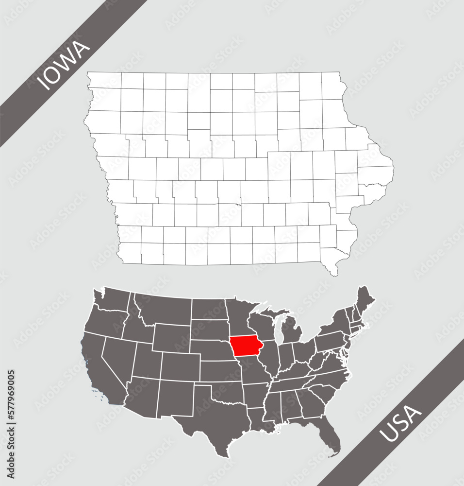 iowa county map gray background Stock Vector | Adobe Stock