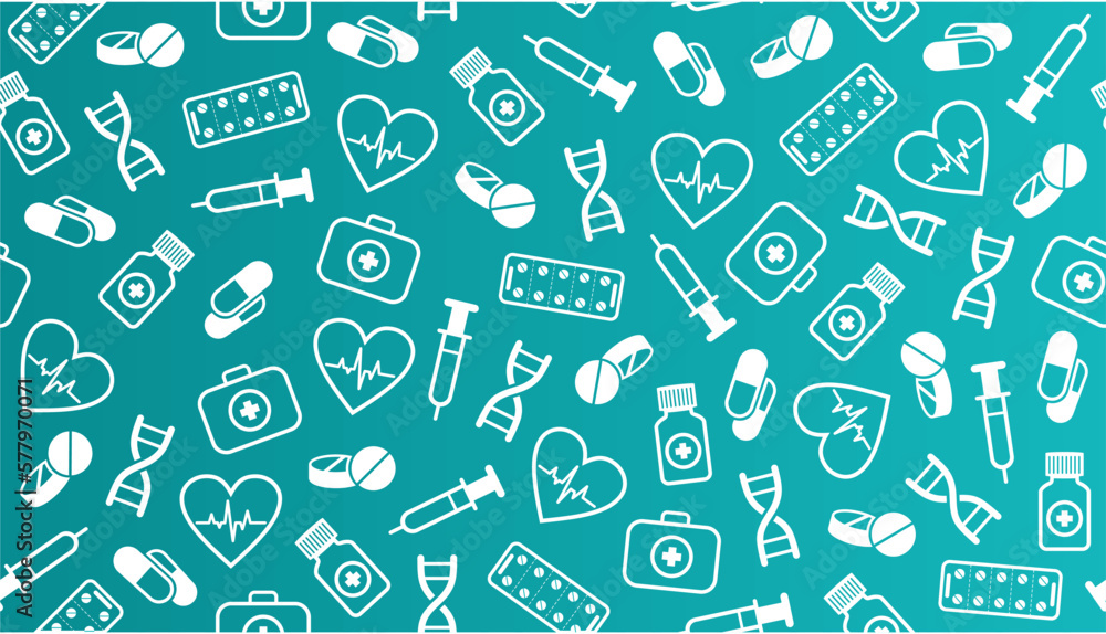 Vektorová grafika „Seamless medical background in vector. Pills ...