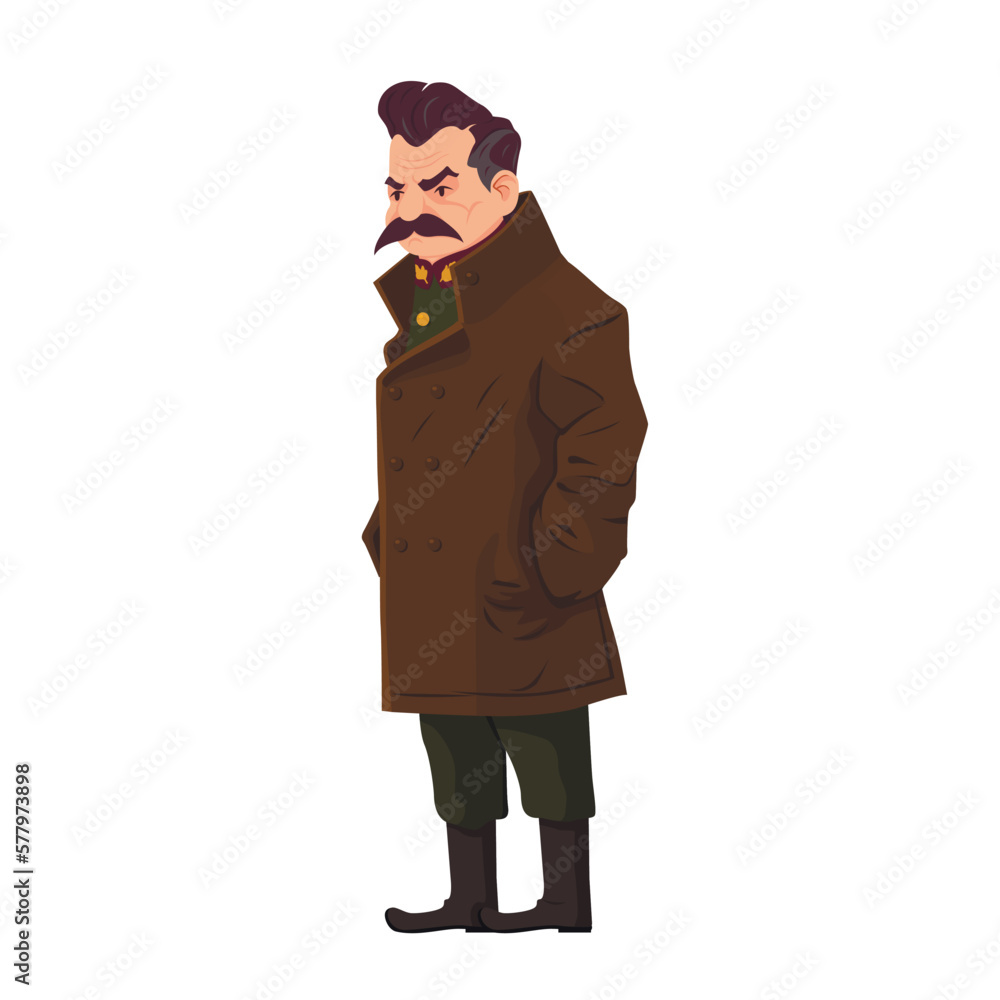 Leader of Soviet Union, Joseph Stalin, simple Cartoon historical ...