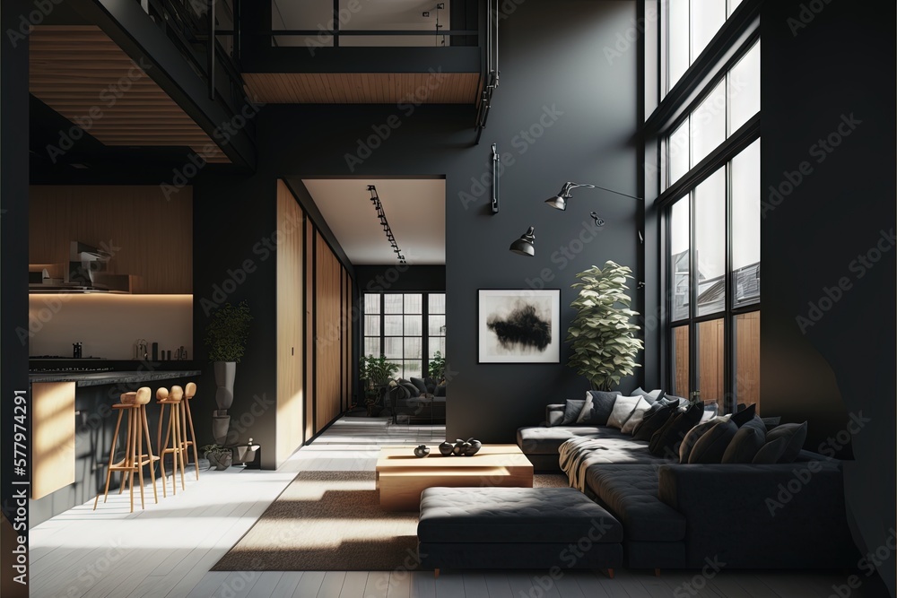 Architectural photography of a modern livingroom. Modern style interior ...