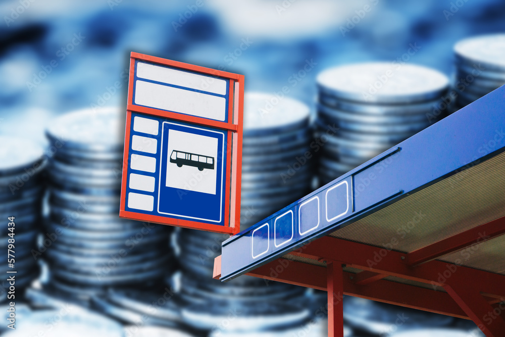 Bus stop background. Bus ticket prices rising. Cost of public transport ...