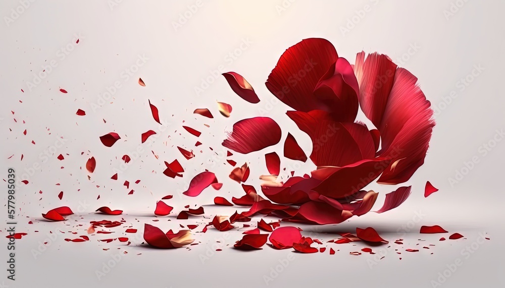 a bunch of petals that are falling off of a table. generative ai Stock ...