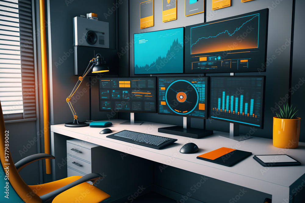 Data science. A dataset being analyzed by algorithms with charts and graphs displayed on a ...