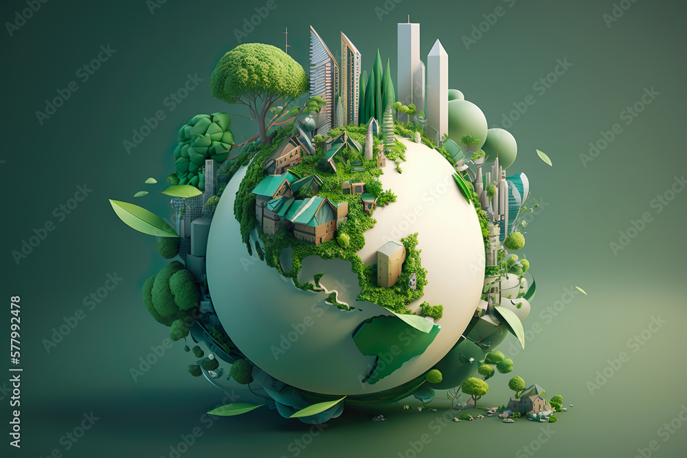 paper art , Green planet Earth of sphere futuristic , Crystal Earth ...