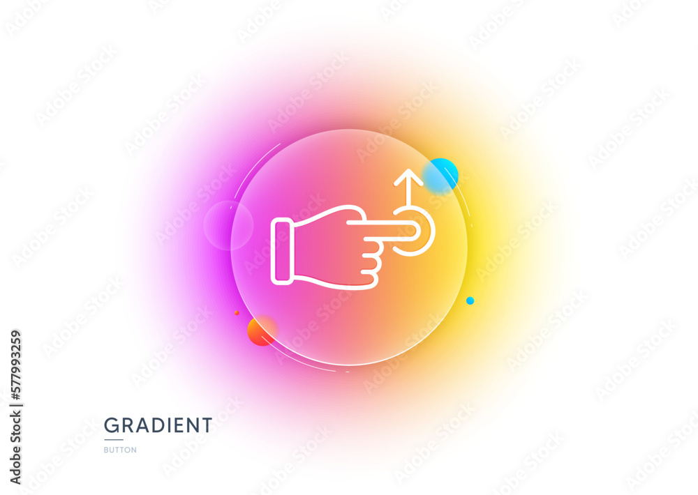 Drag drop gesture line icon. Gradient blur button with glassmorphism ...