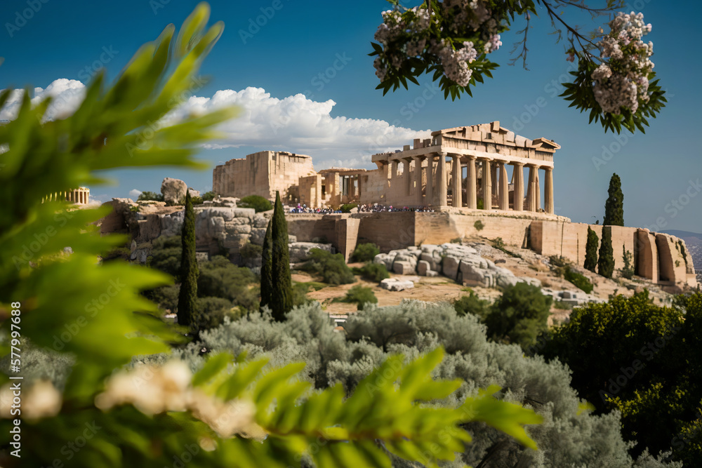 This photorealistic image showcases the grandeur of Athens' ancient ...