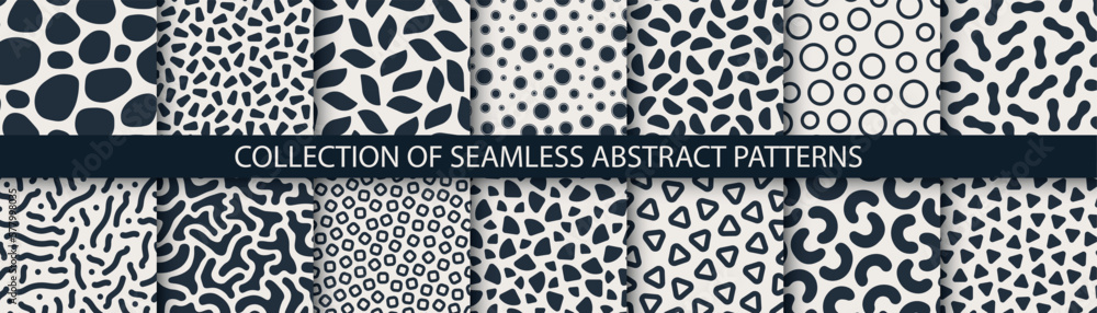 Collection of vector seamless trendy patterns - monochrome design ...