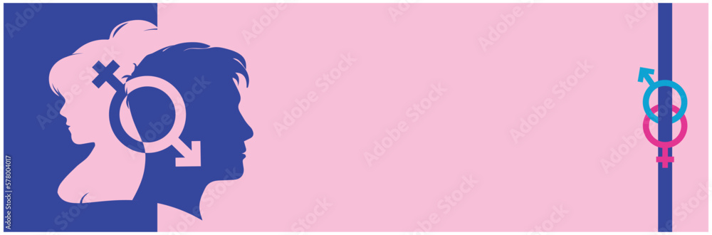 Banner design for gender equality. equity parity men and women sign ...
