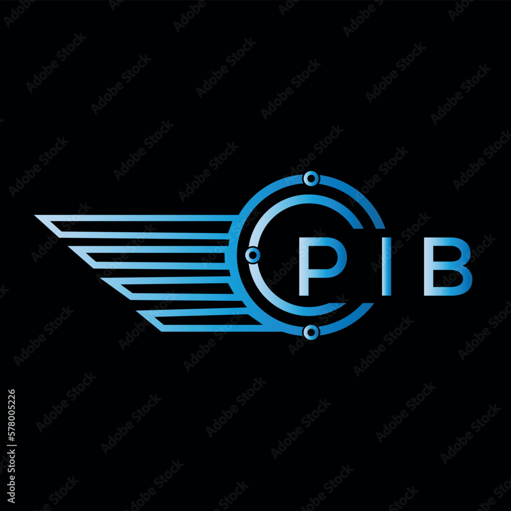 PIB letter logo. PIB blue vector image on black background. PIB ...