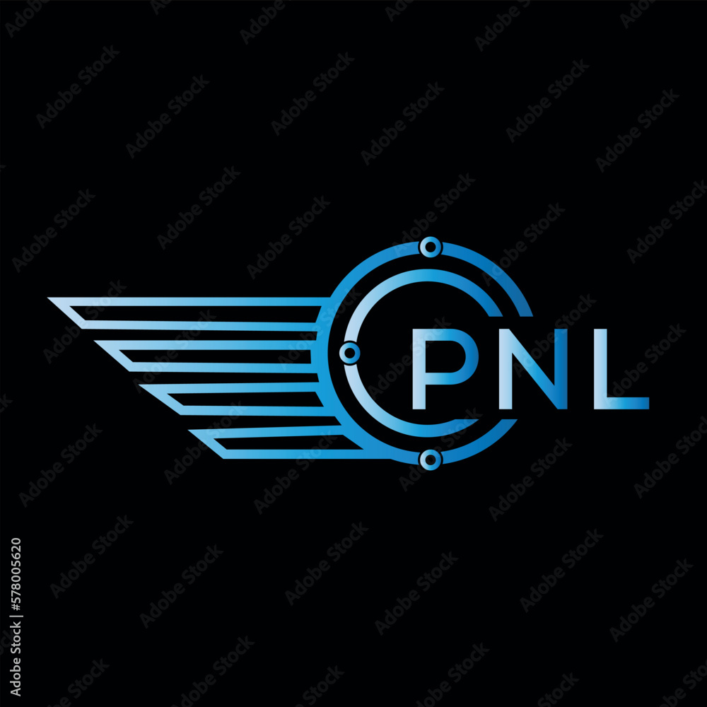 PNL letter logo. PNL blue vector image on black background. PNL ...