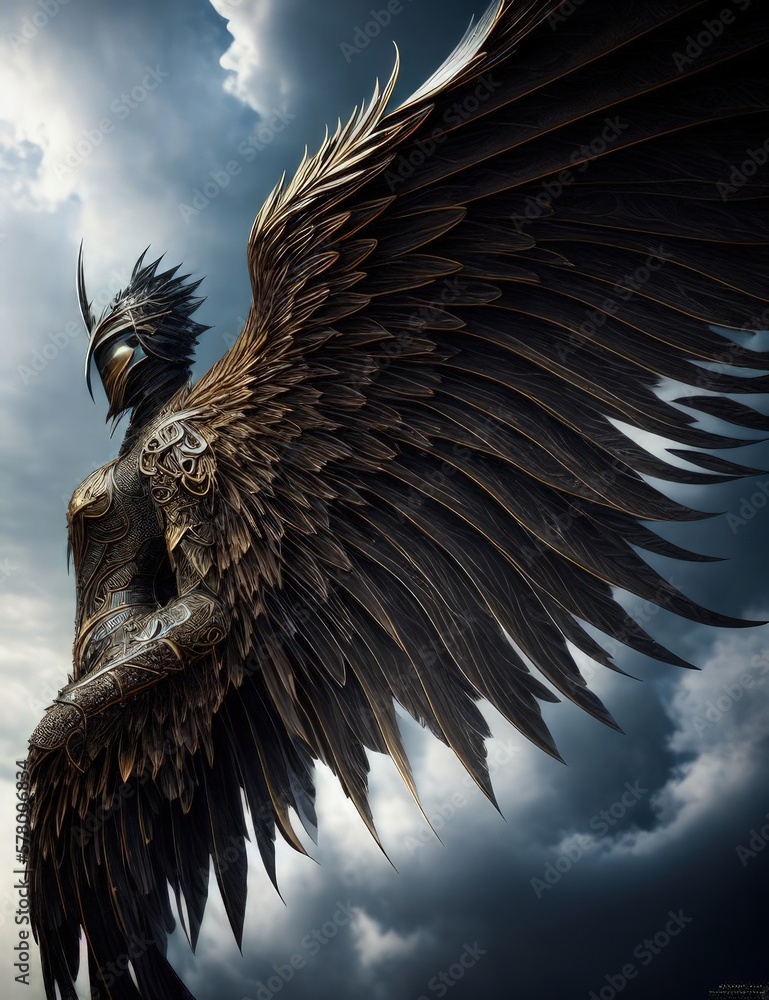 valkyrie warrior in armor fighting, angel, armor Stock Illustration ...