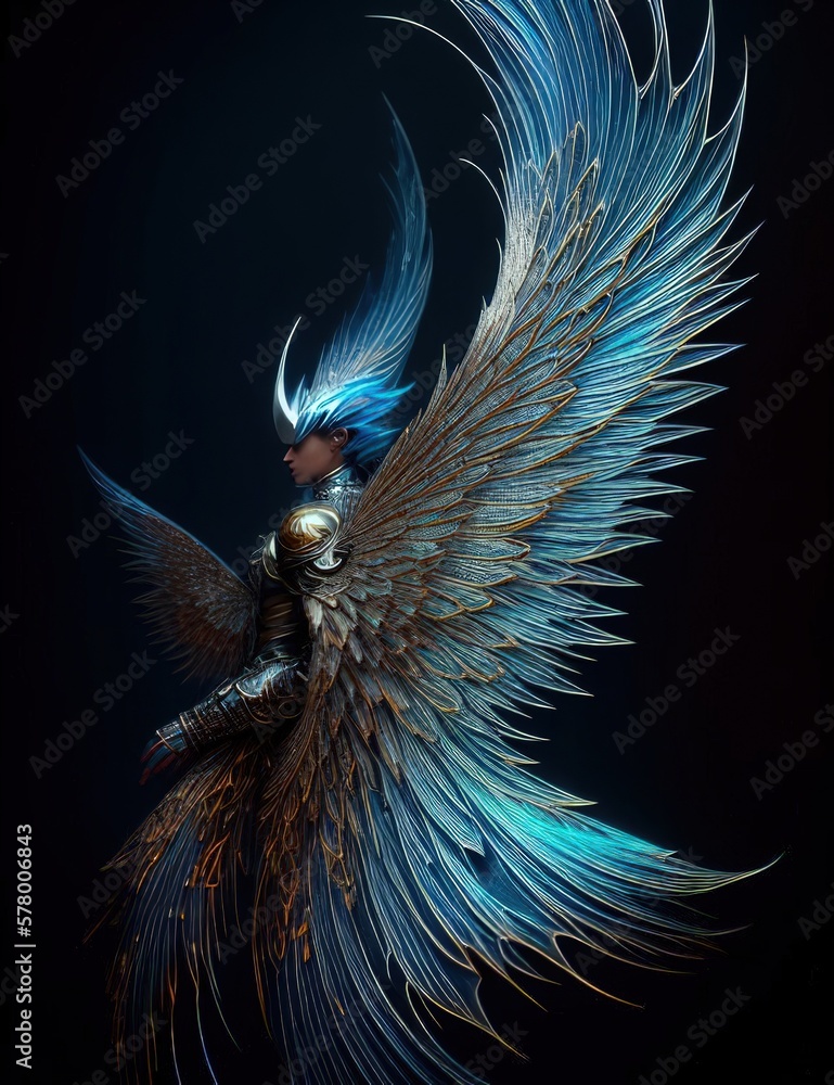 valkyrie warrior in armor fighting, angel, armor Stock Illustration ...