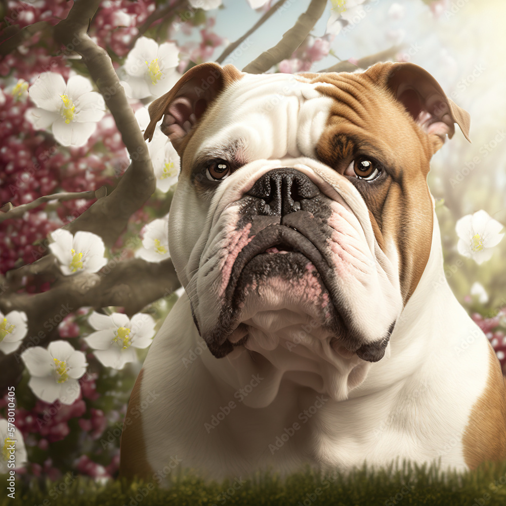 Ravishing hyper realistic digital portrait of happy bulldog dog in ...