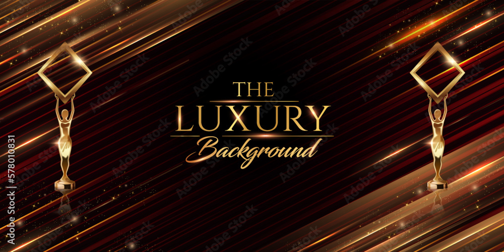 Black Golden Side Slant Speed Lines Award Background. Trophy on Luxury ...