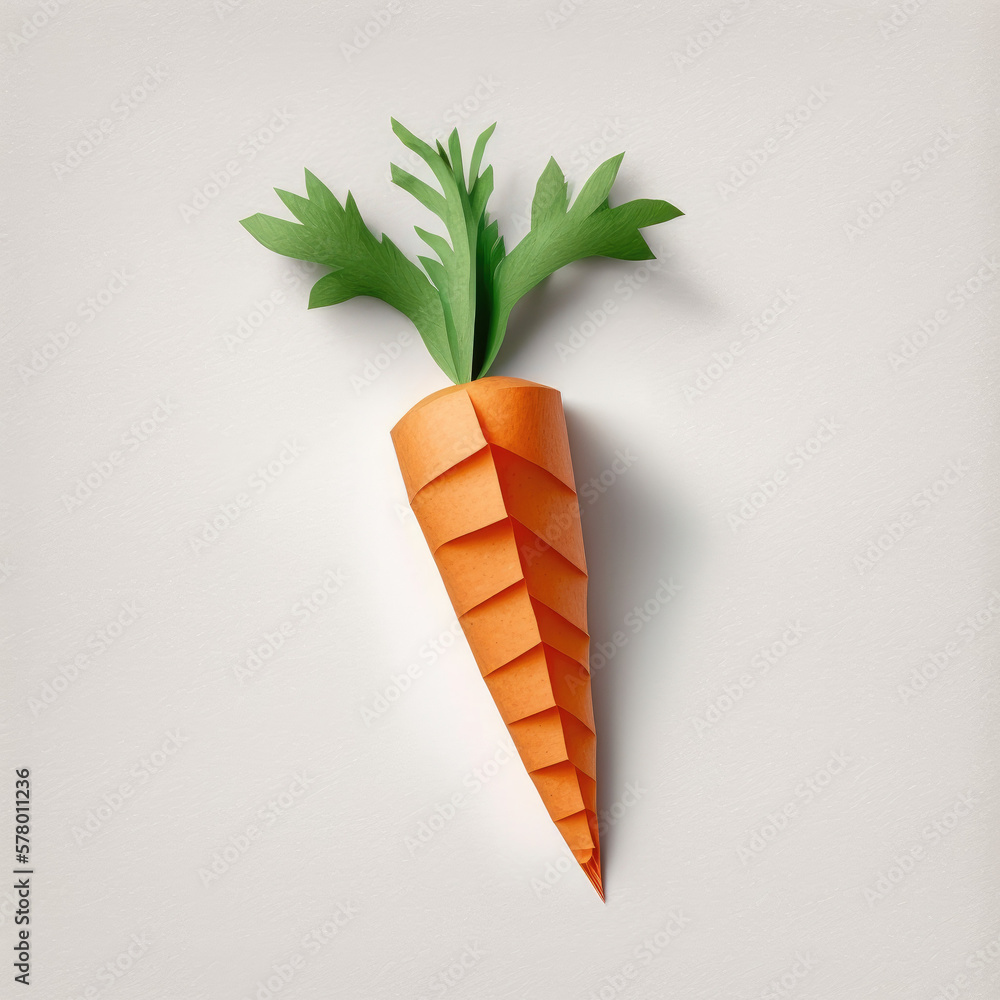Stylized carrot isolated on white background. Vegetable in 3D paper cut ...
