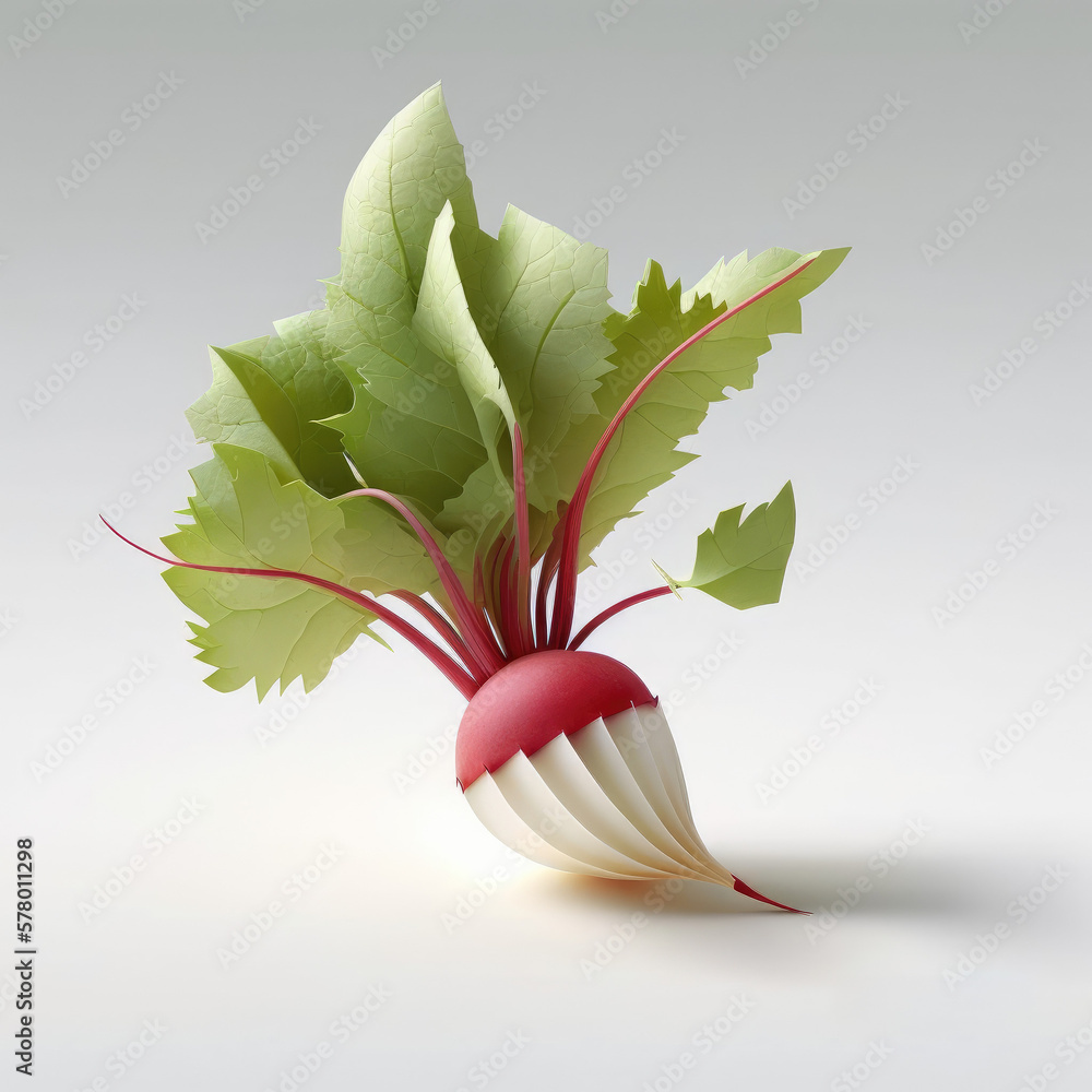3D realistic radish vegetable isolated on white background. AI ...