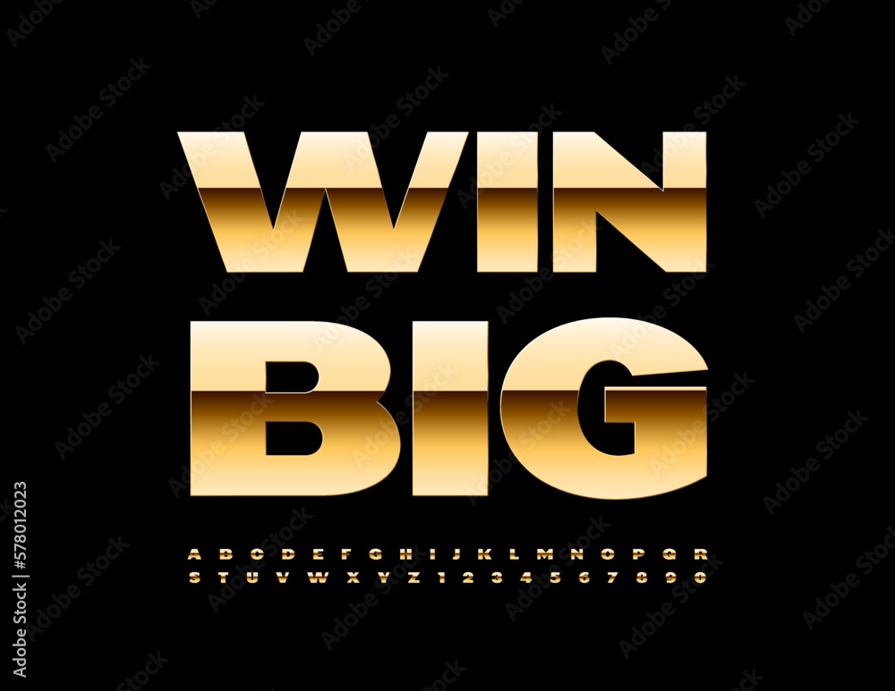 Vector gldrn Emblem Win Big. Premium Font. Artistic Alphabet Letters ...