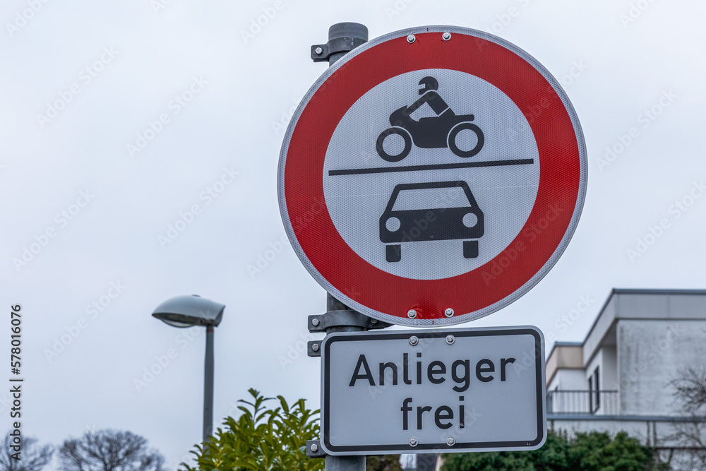 German Traffic Sign: Prohibition of Motor Vehicles and Restricted ...