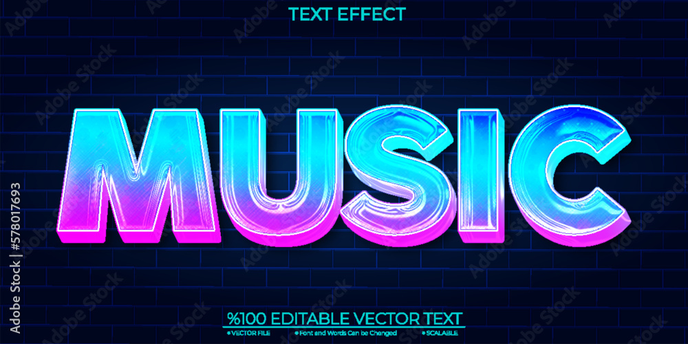Shiny Blue and Pink Bold Music Editable and Scalable Template Vector ...