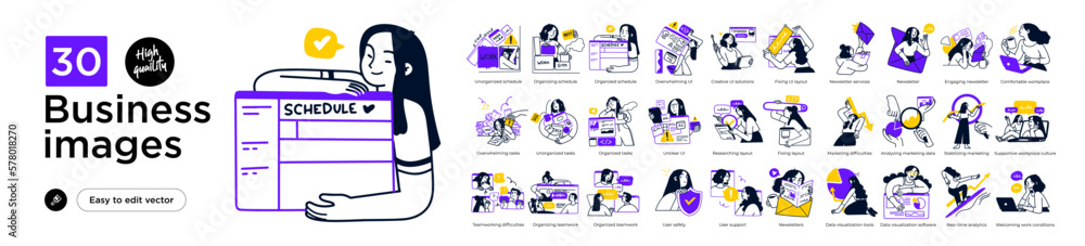 Business Concept illustrations. Mega set. Collection of scenes with men ...