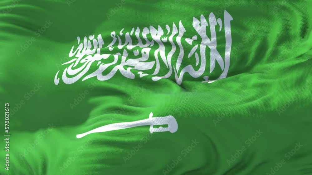Saudi Arabia flag waving in the wind. National flag of Saudi Arabia ...