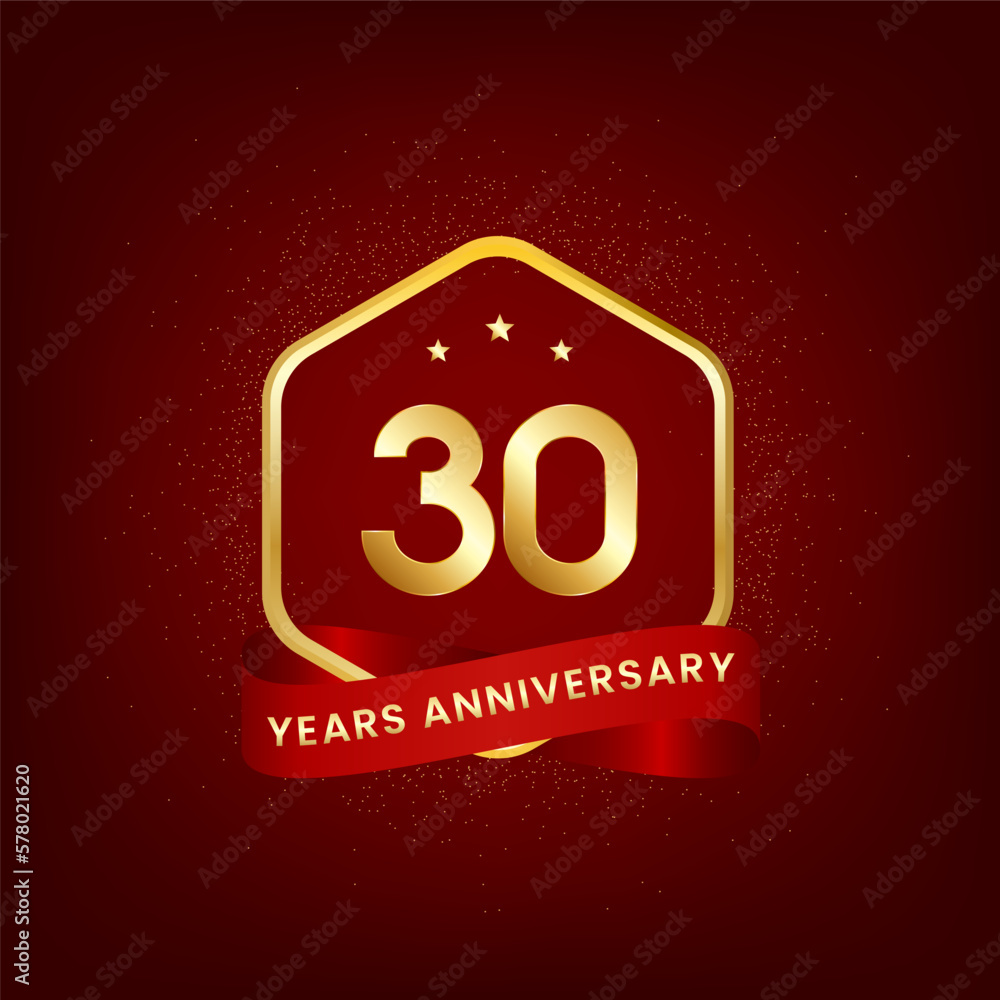 30 years anniversary. Anniversary template design with gold number and ...