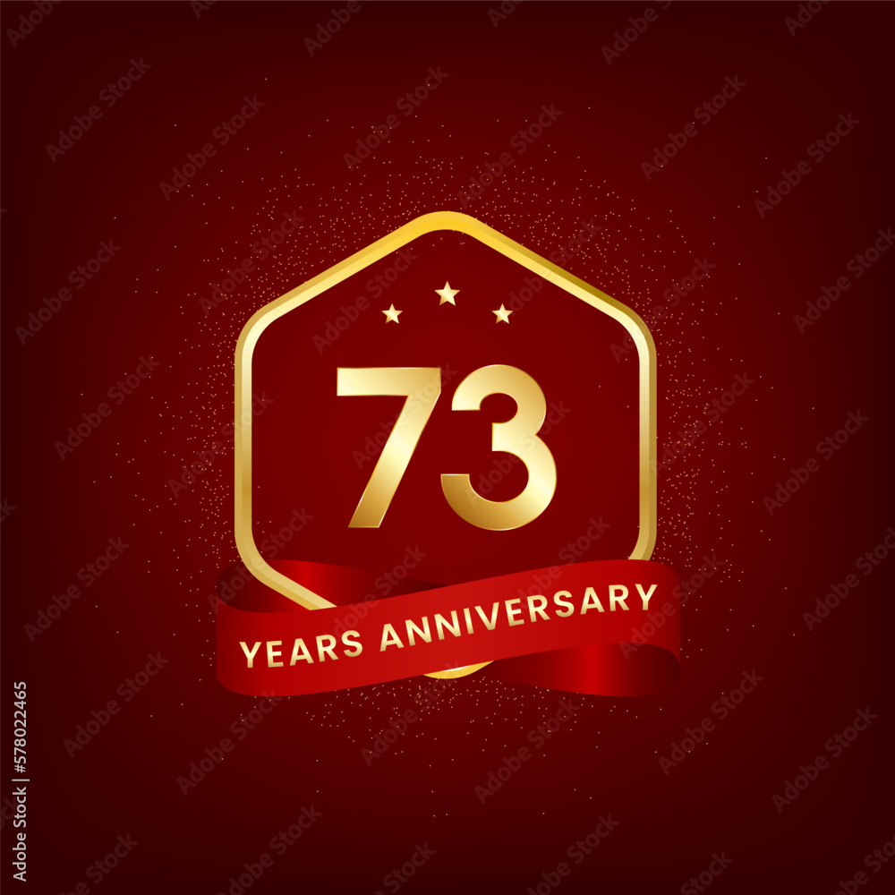 73 years anniversary. Anniversary template design with gold number and ...