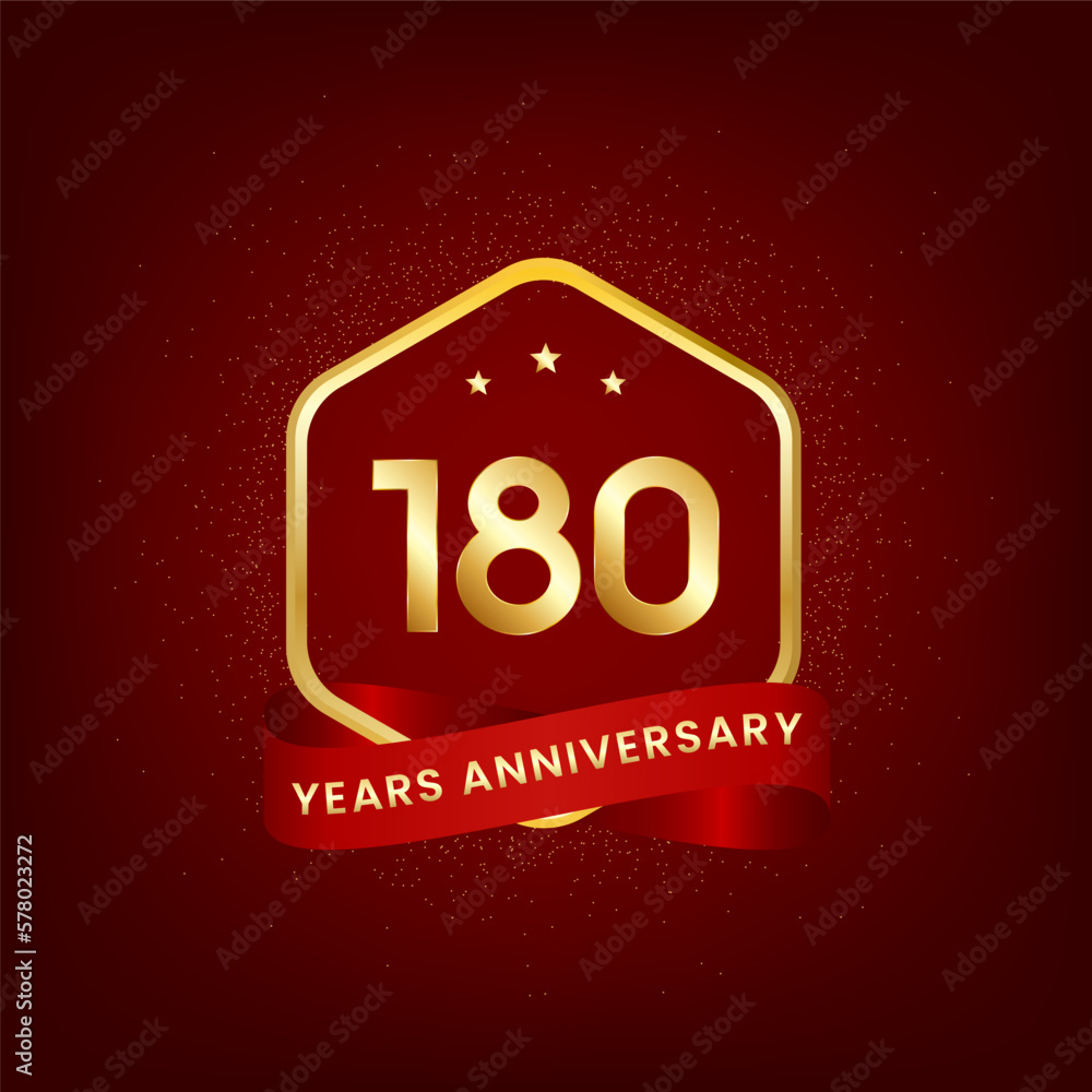 180 years anniversary. Anniversary template design with gold number and ...