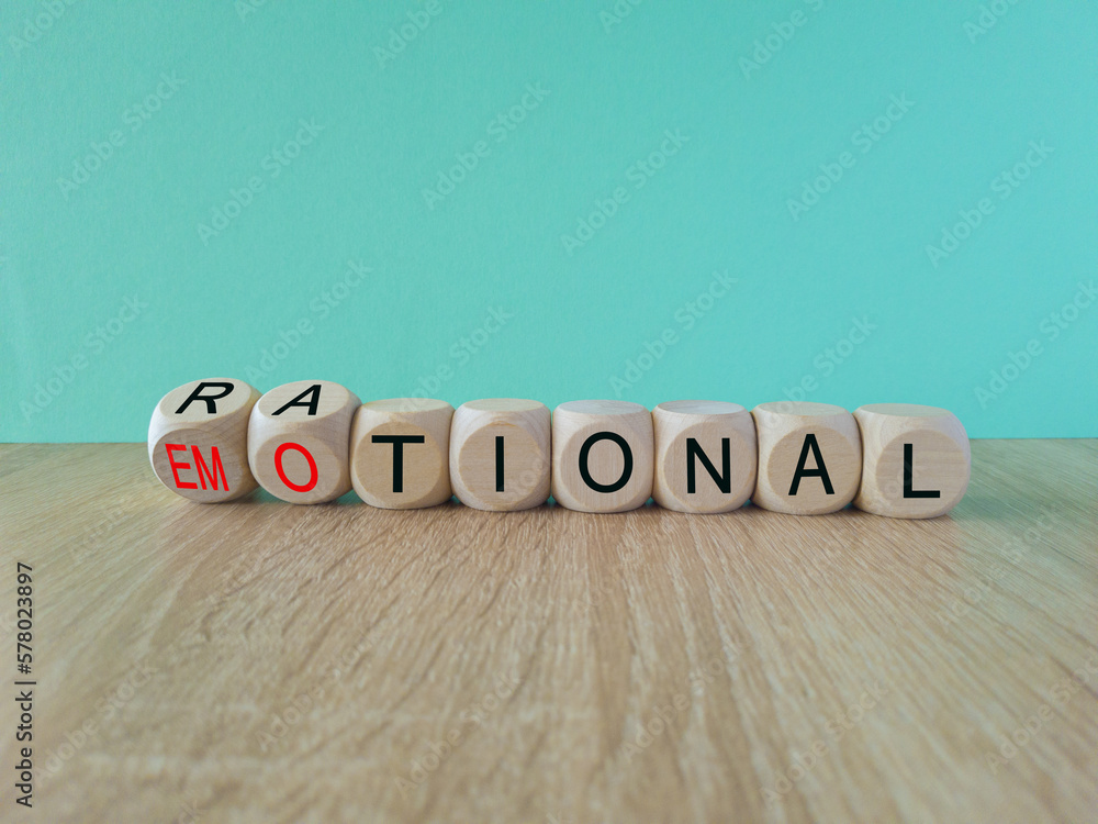 Rational vs emotional symbol. Turned wooden cubes and changed the word ...
