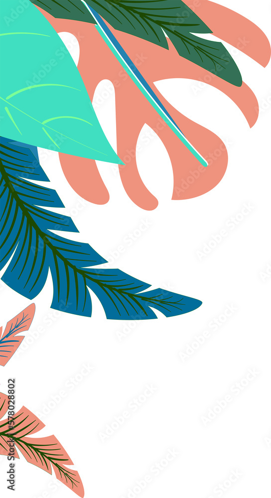 tropical leaves. corner aesthetics. corner border Stock Illustration ...