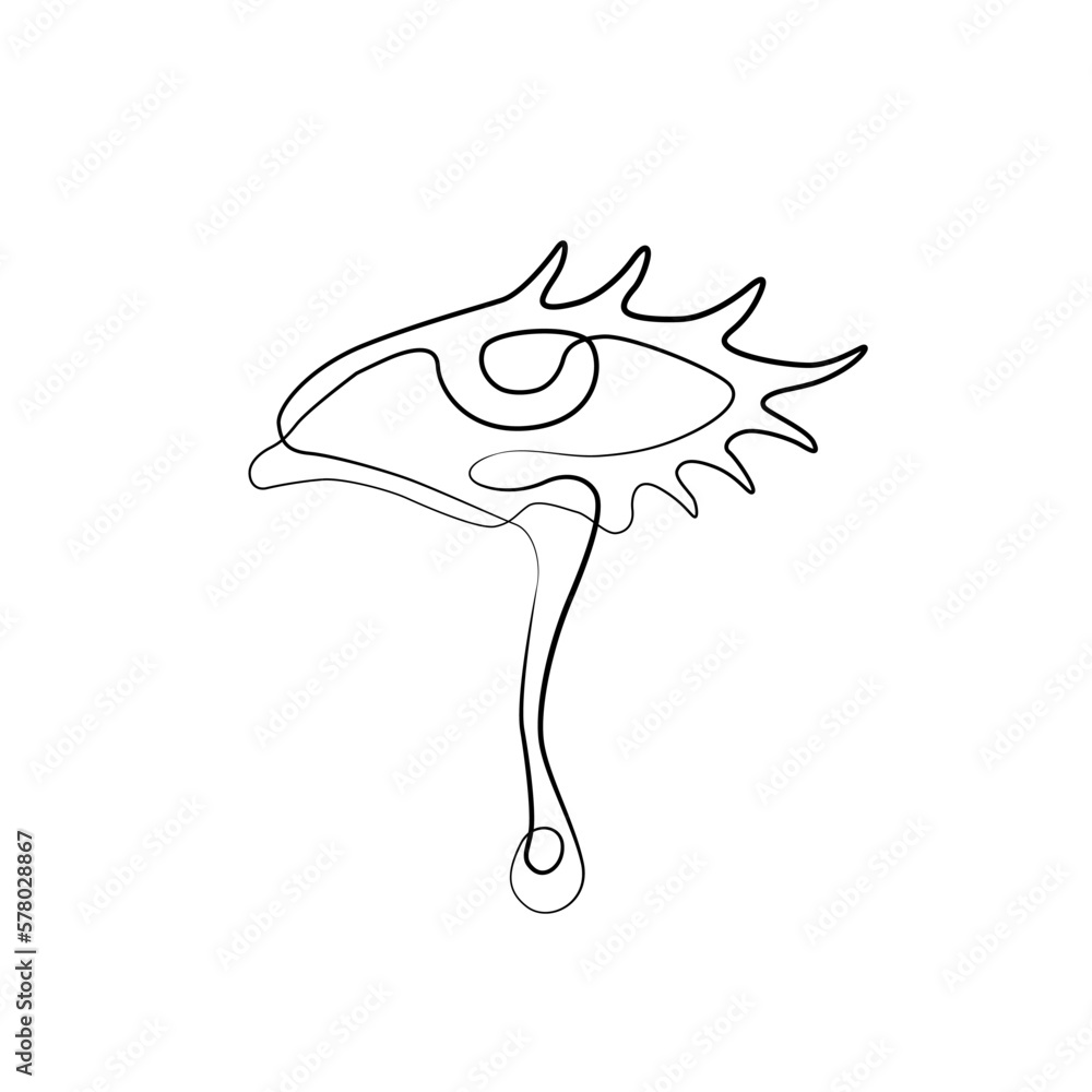 Eye with a tear continuous line drawing, tattoo, print for clothes and ...