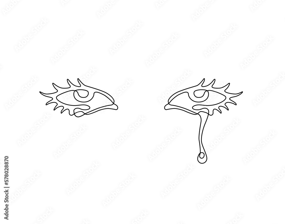Eyes with a tears continuous line drawing, tattoo, print for clothes ...