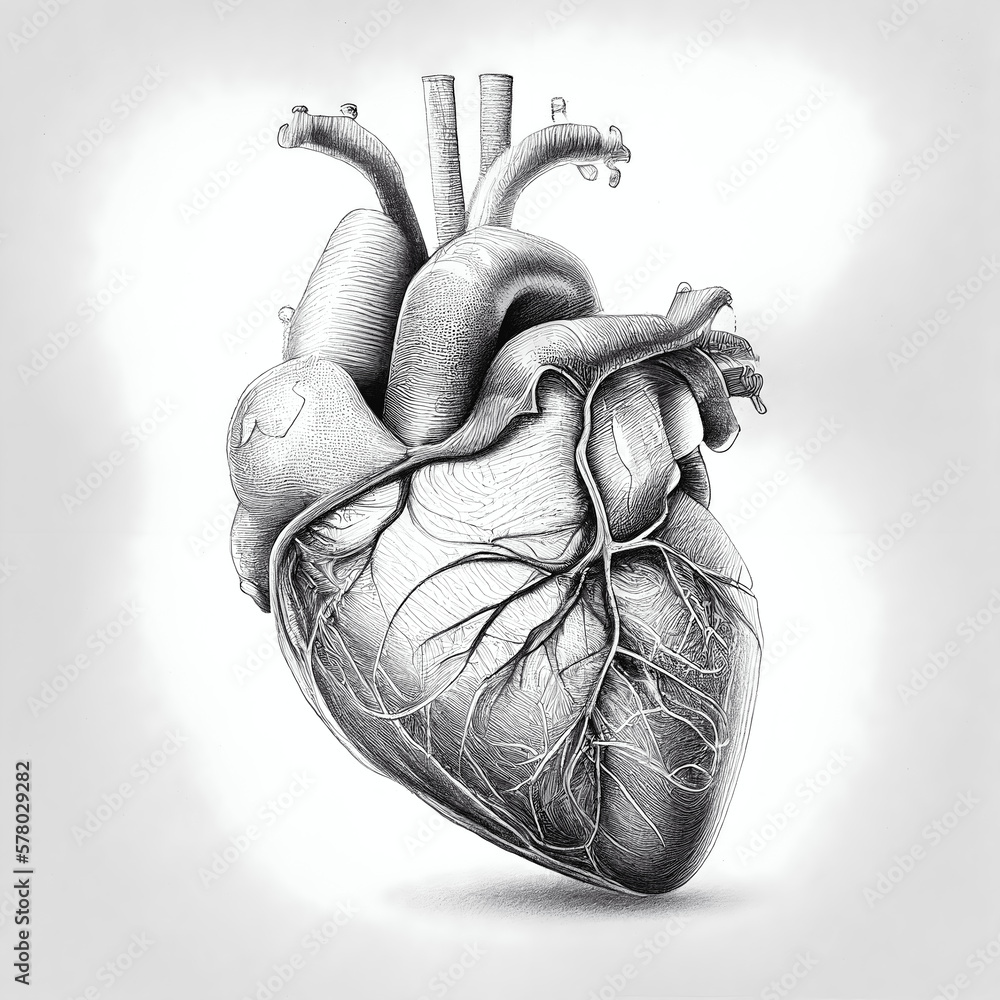 human heart anatomy sketch AI generated Stock Illustration | Adobe Stock