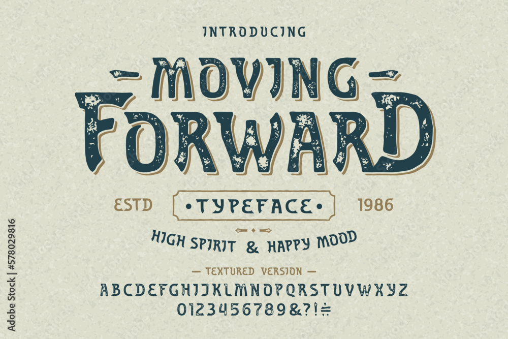 Vector font Moving Forward. Letters and numbers Stock Vector | Adobe Stock