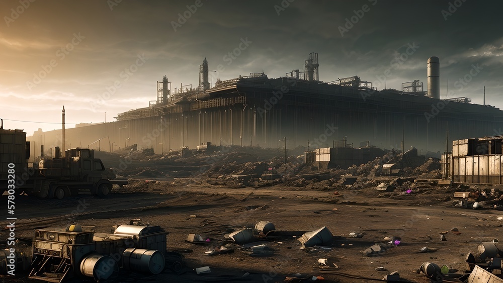 Visualization of a post-apocalyptic world. Generative AI Stock ...