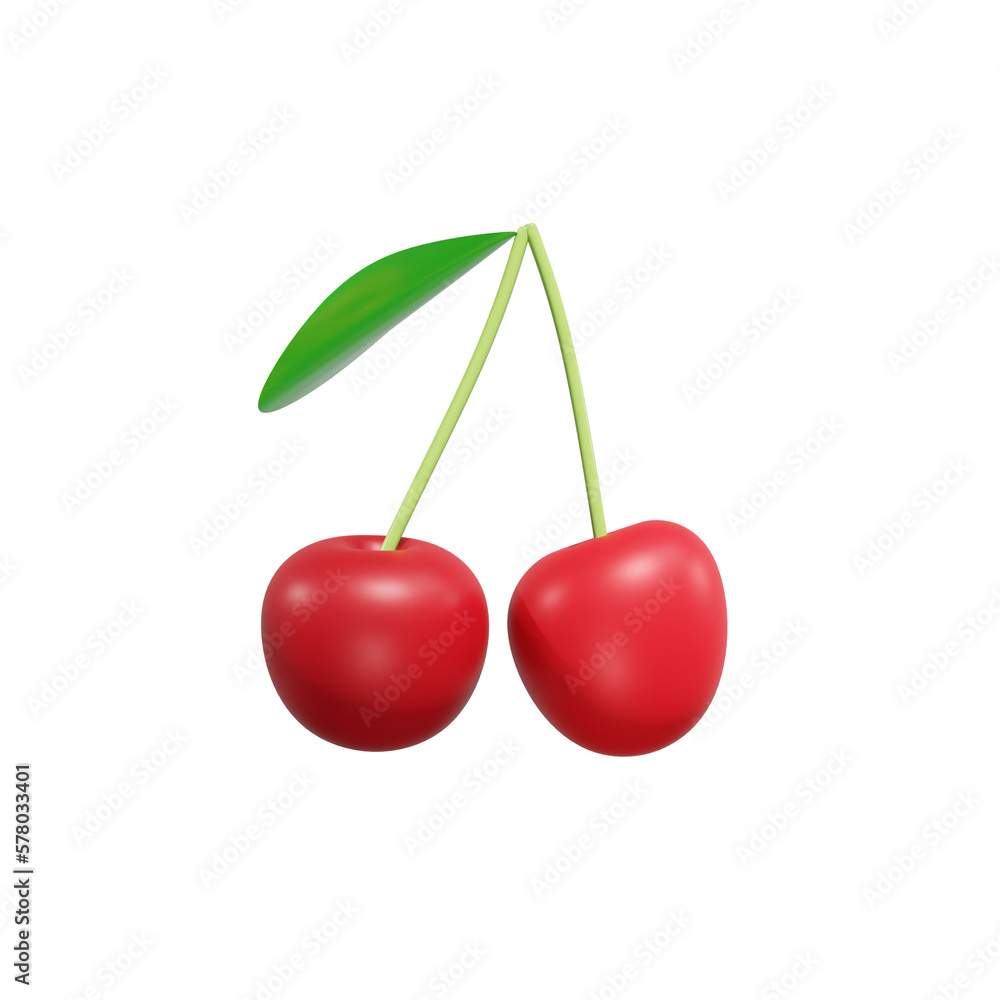 Cherry ceri fruit 3d render illustration, icon,view, render, hd ...