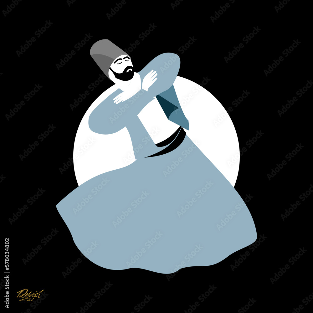 Dervish. Symbolic study of Mevlevi mystical dance. This painting ...