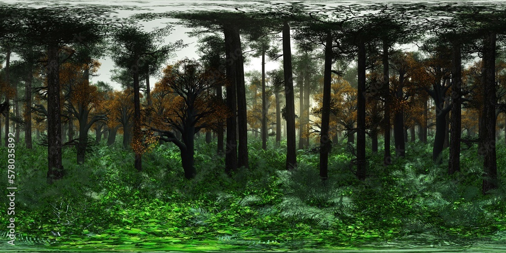 Trees in the fog. HDRI, environment map , Round panorama, spherical ...