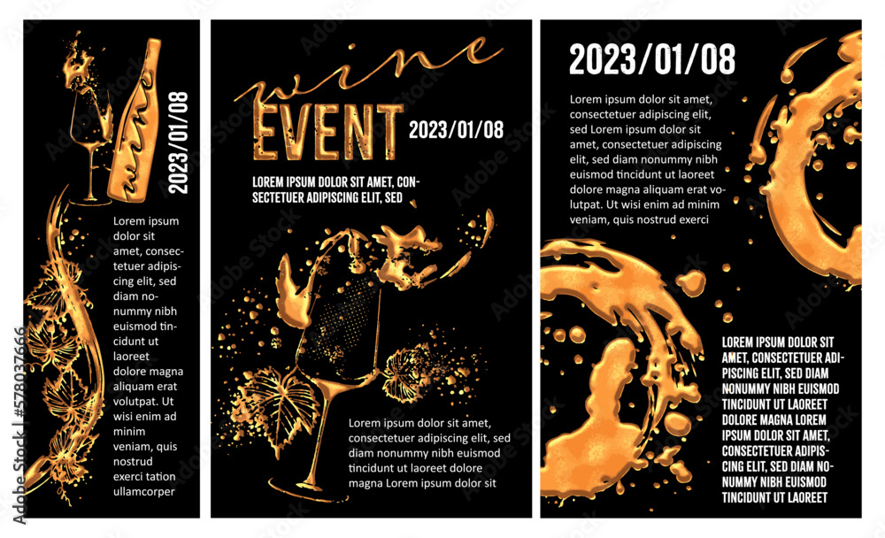 Vetor de WINE EVENT template - Hand drawn elements. Wine design ...