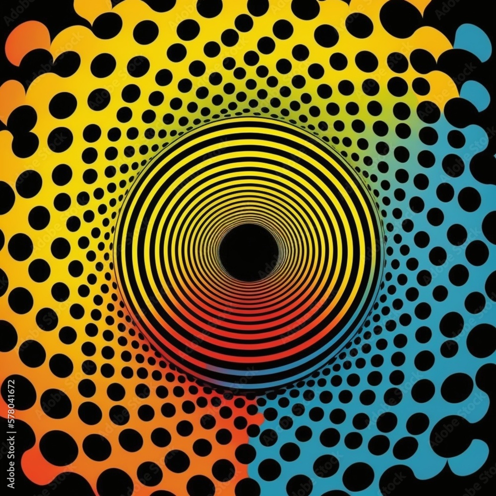 concentric circles, geometric pattern, halftone effect, gradient ...