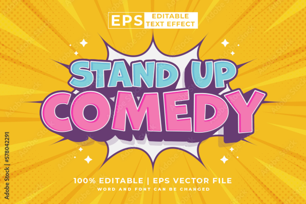 Editable text effect stand up comedy comic 3d cartoon style premium ...