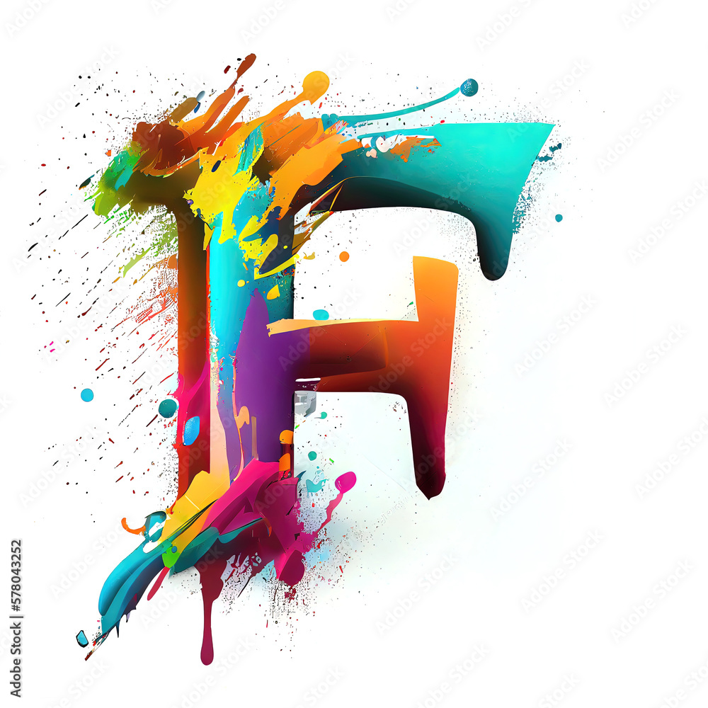 Letter F of colorful graffiti alphabet font (Generative AI) Stock ...