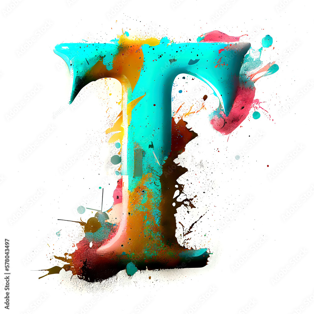 Letter T of colorful graffiti alphabet font (Generative AI) Stock ...