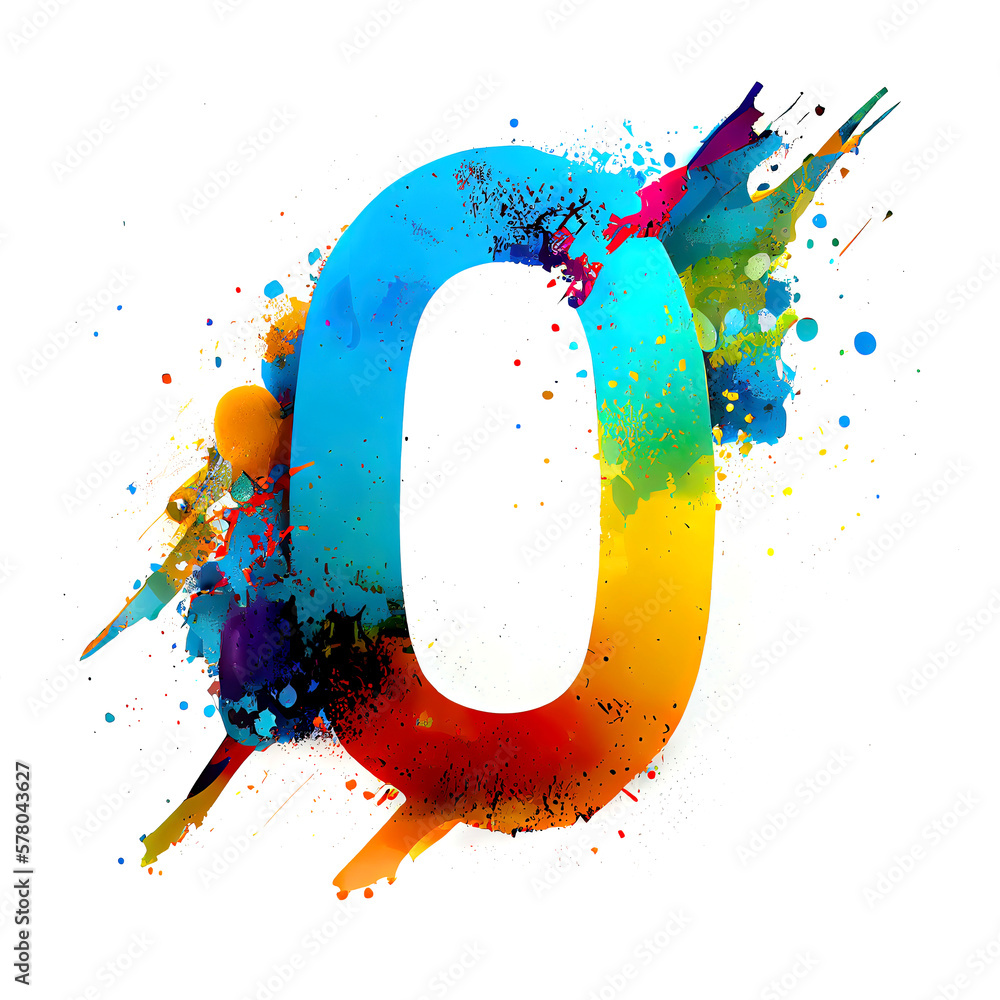 Number 0 of colorful graffiti alphabet font (Generative AI) Stock ...