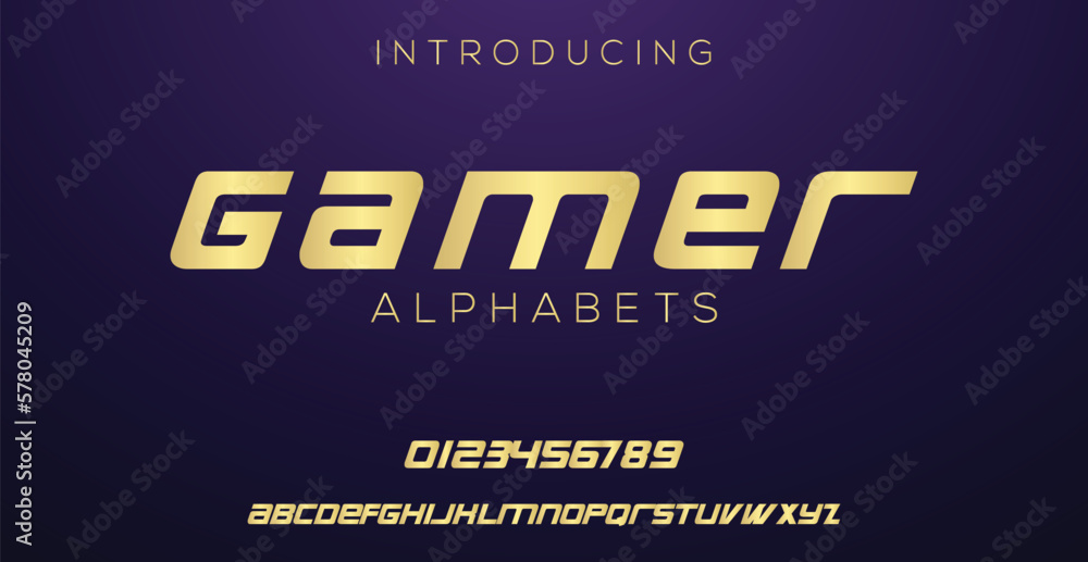 Vetor do Stock: GAMER Modern Minimal font. Classic, Abstract, tech ...