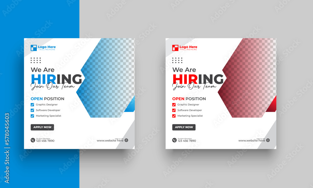 We are hiring job vacancy social media post or square web banner ...