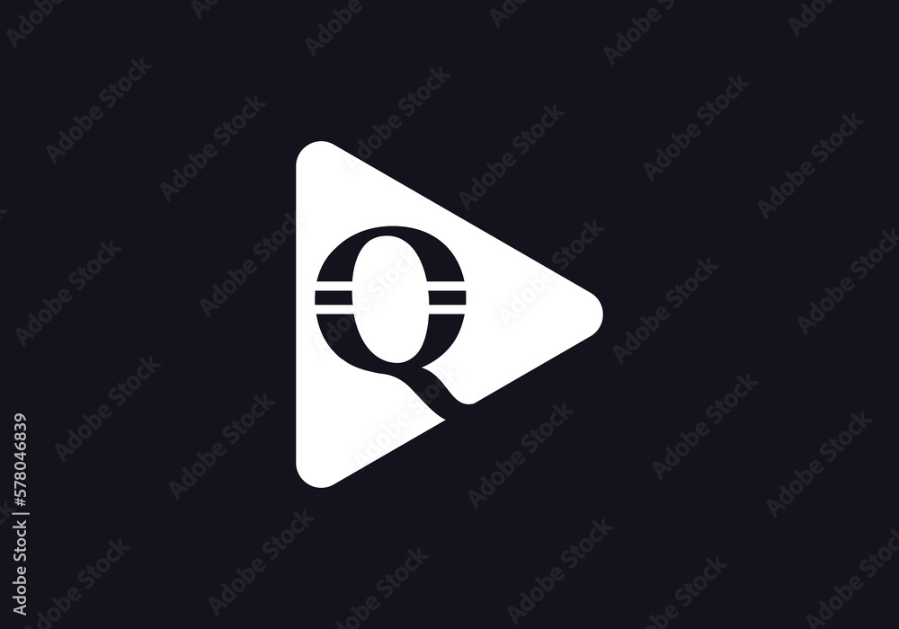 Music play button icon and video play button icon with letters and ...
