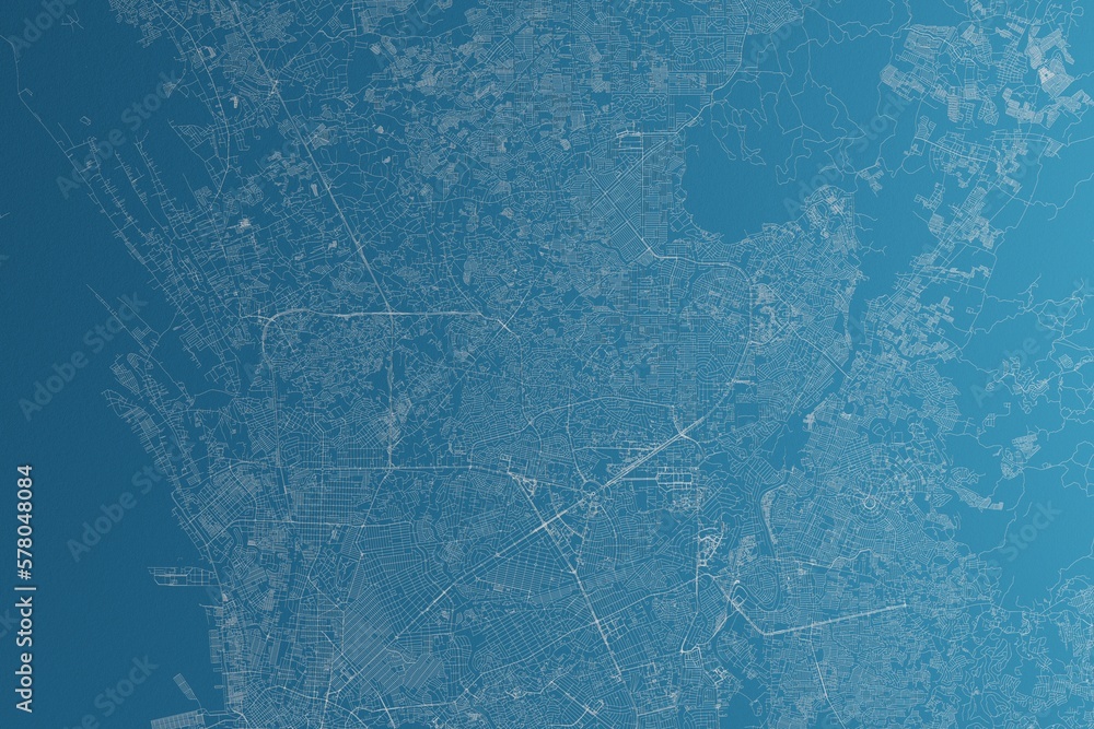 Map of the streets of Quezon City (Philippines) made with white lines ...