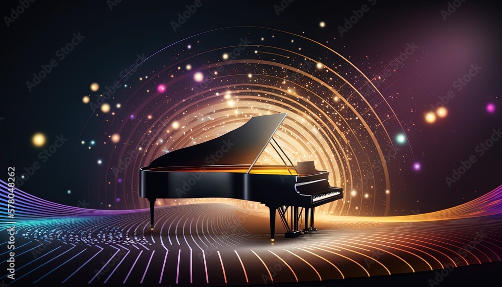 piano keyboard with glow light abstract background, Generative Ai Stock ...