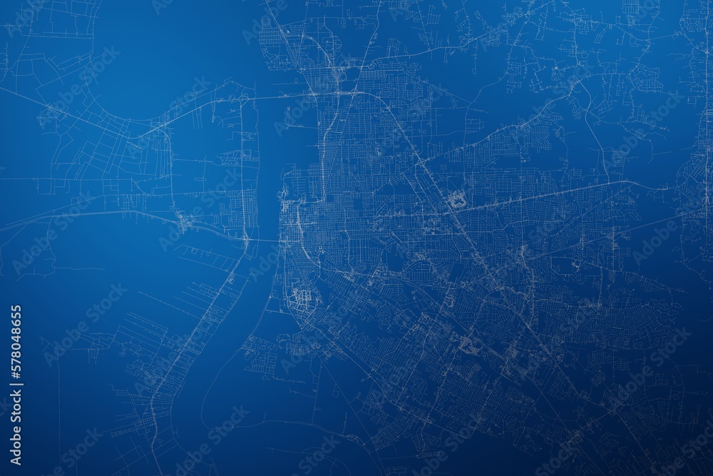 Stylized map of the streets of Baton Rouge (Louisiana, USA) made with ...